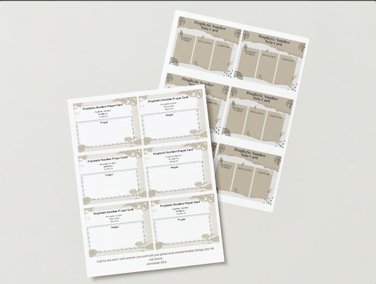 Prophetic Numbers, Prophetic Number Prayer Cards, Prophetic Number Note ...