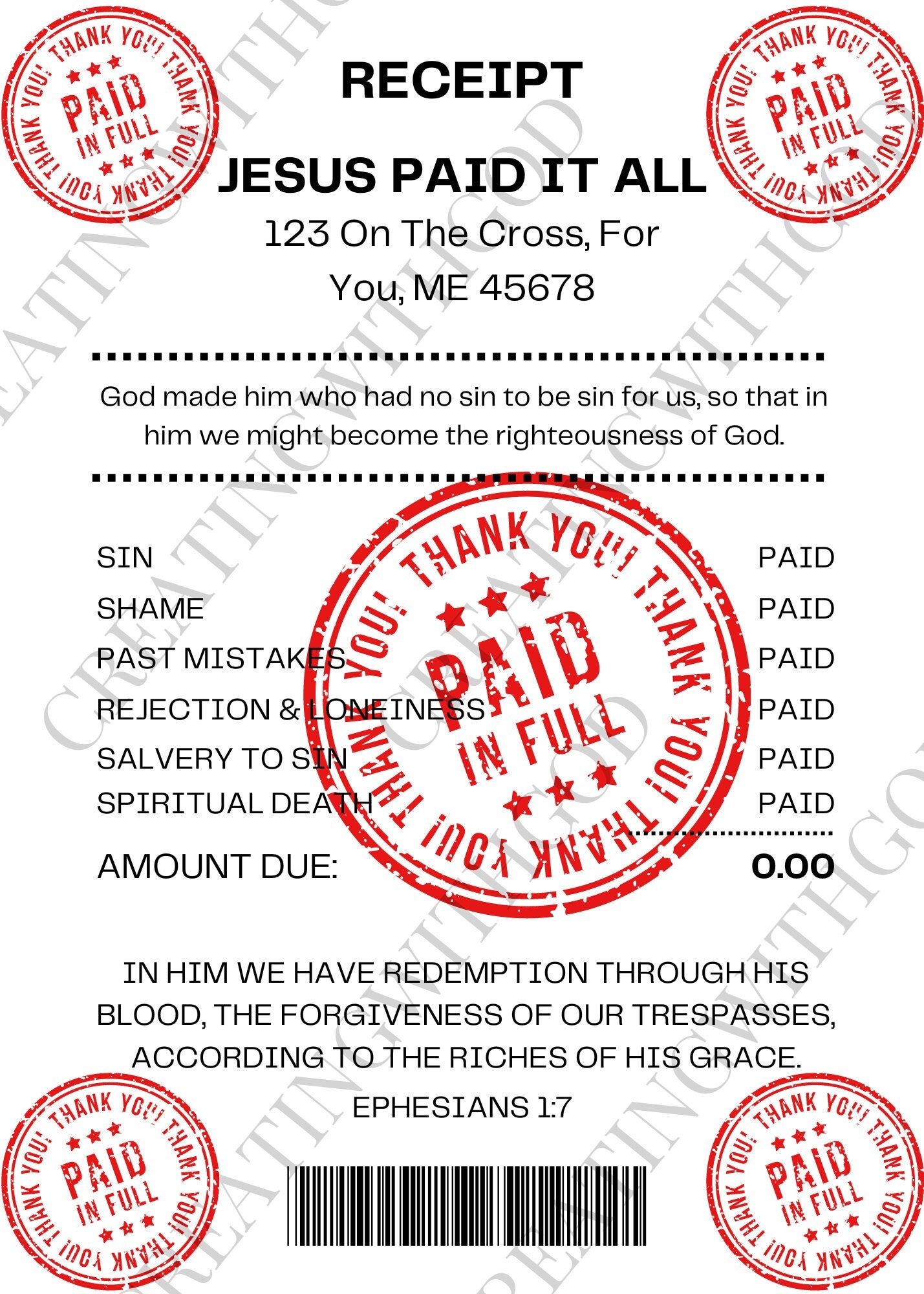 Jesus Paid It All - Paid in Full Stamp Receipt. PNG,SVG,PDF Prayer ...