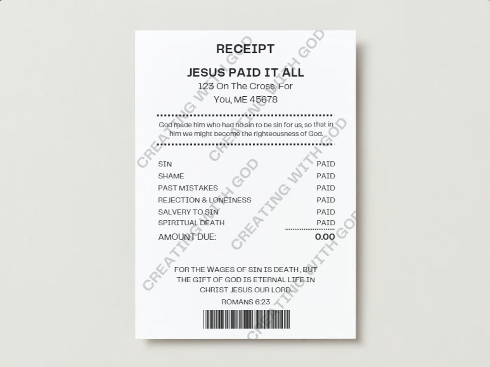 Jesus Paid It All Receipt. PNG,SVG,PDF Prayer Board Receipt. Vision ...
