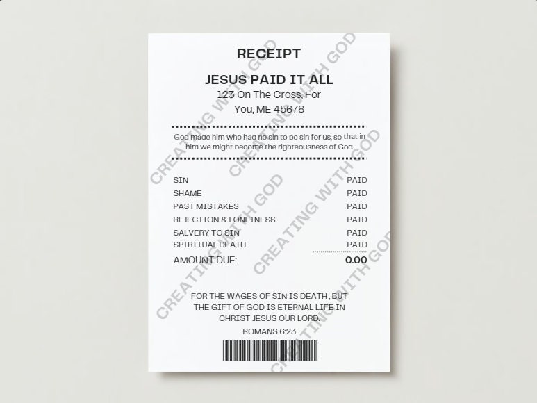 Jesus Paid It All Receipt. PNG,SVG,PDF Prayer Board Receipt. Vision ...