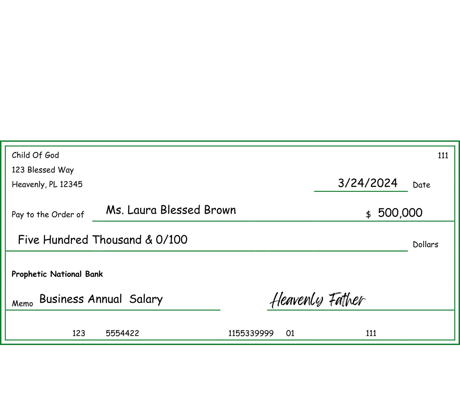 Printable Prophetic Checks, Fillable Checks, Blank Checks, Vision Board ...