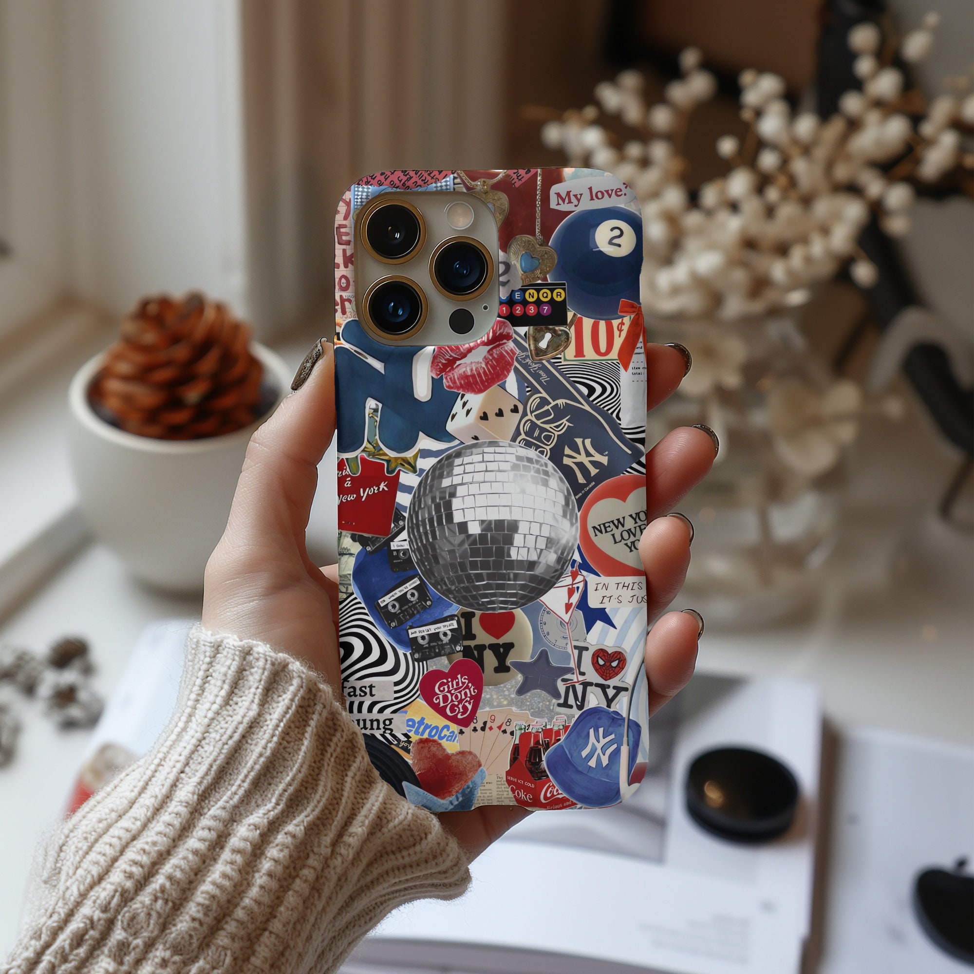 Retro 8 Ball Collage Phone Case, Y2K Coquette Aesthetic, Vintage Vibes ...