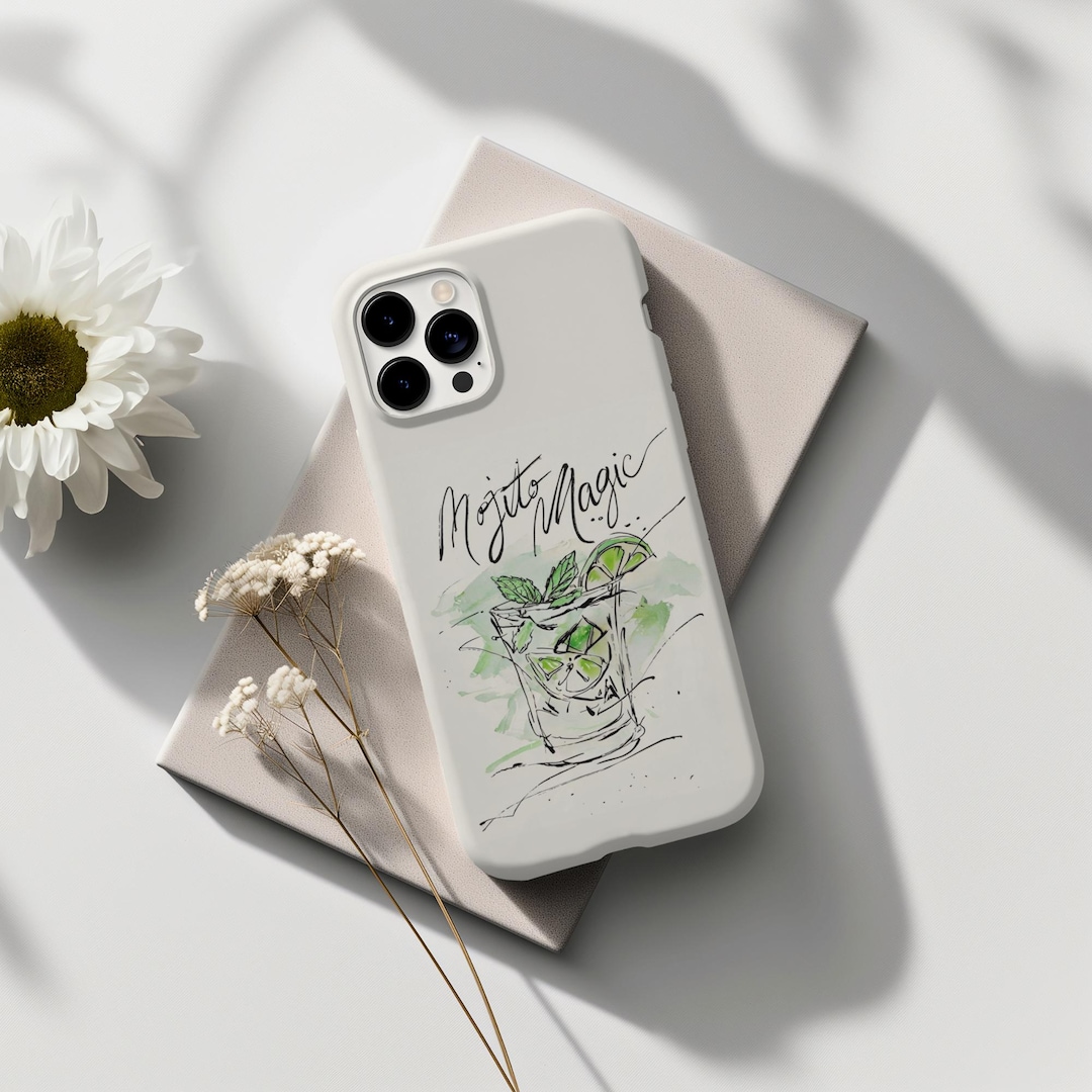Mojito iPhone Case, Aesthetic Cocktail Phone Case, Watercolor Drink Art, Bartender Gift, Summer ...