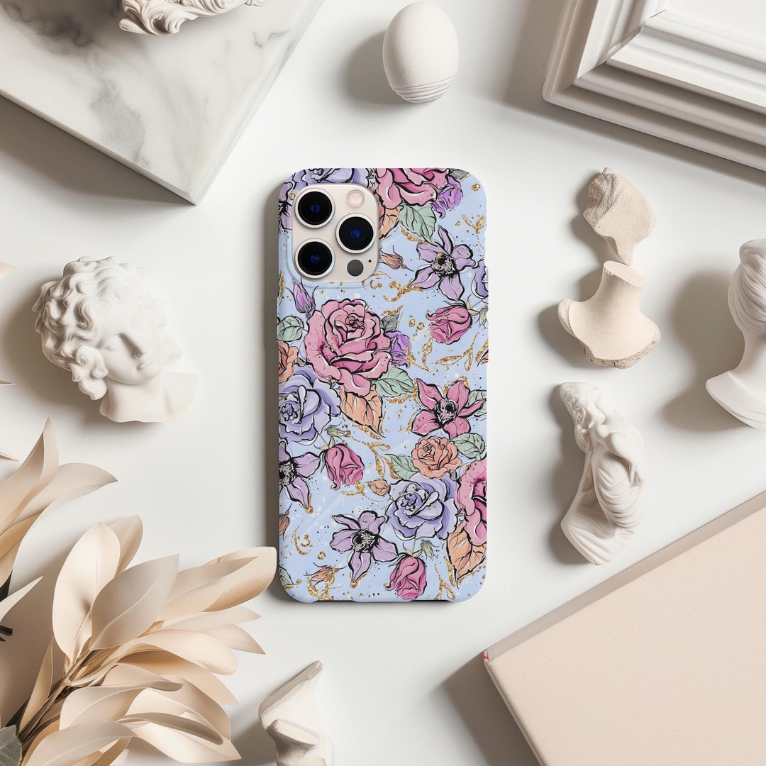 Aesthetic Sunflower & Wildflower Phone Case, Trendy Purple Floral ...