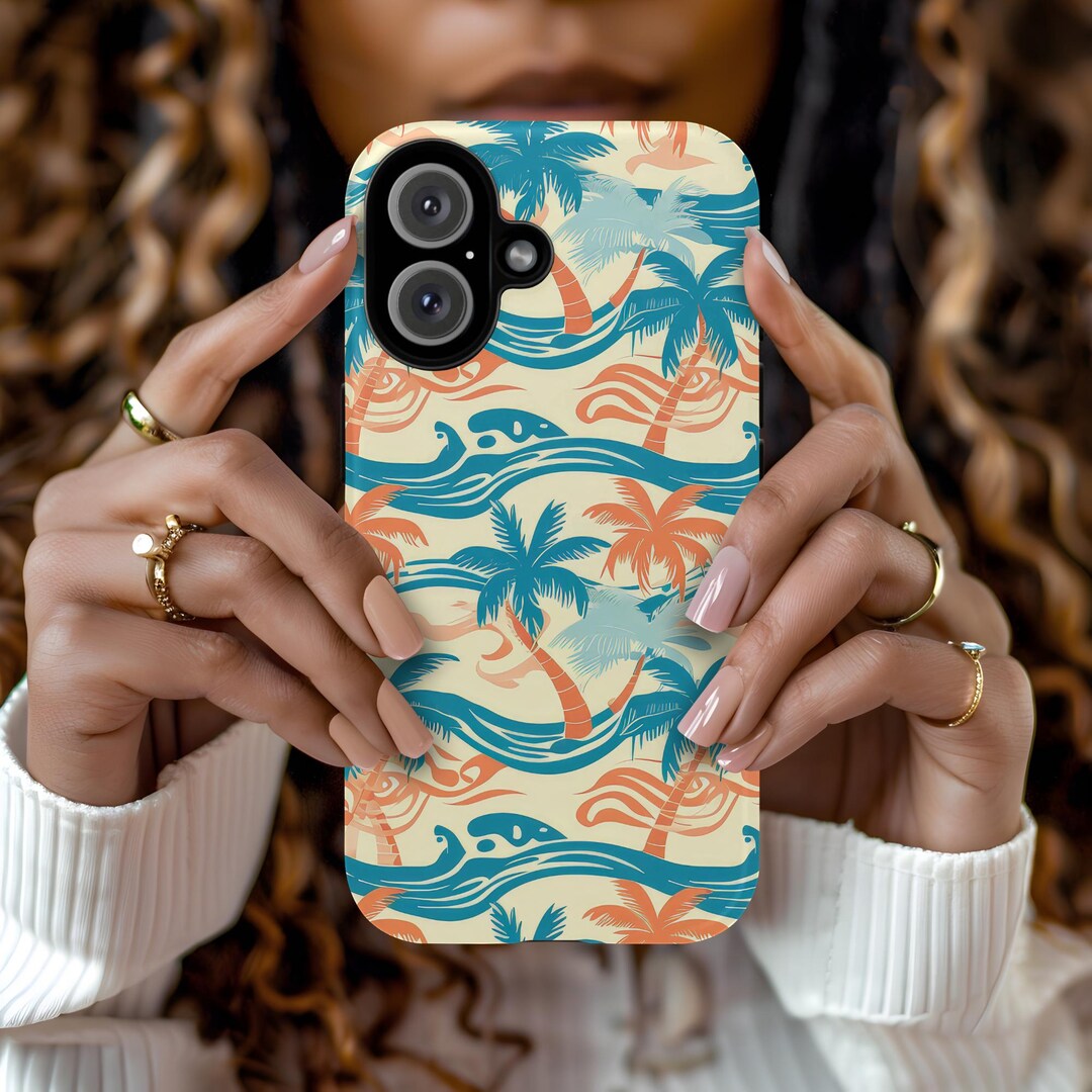 Beach Aesthetic Palm Tree iPhone Case, Tropical Summer Ocean Waves ...