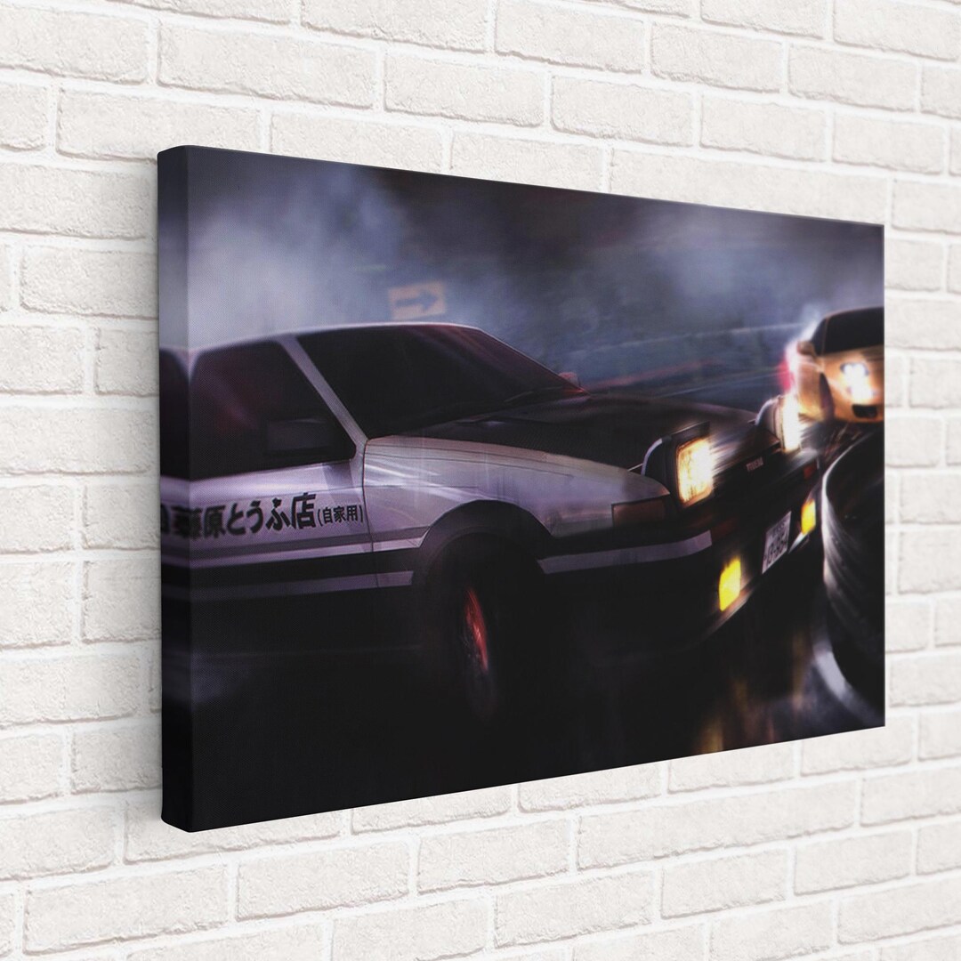 Initial D Inspired Anime Canvas, Car Racing Drift Wall Art, Japanese ...