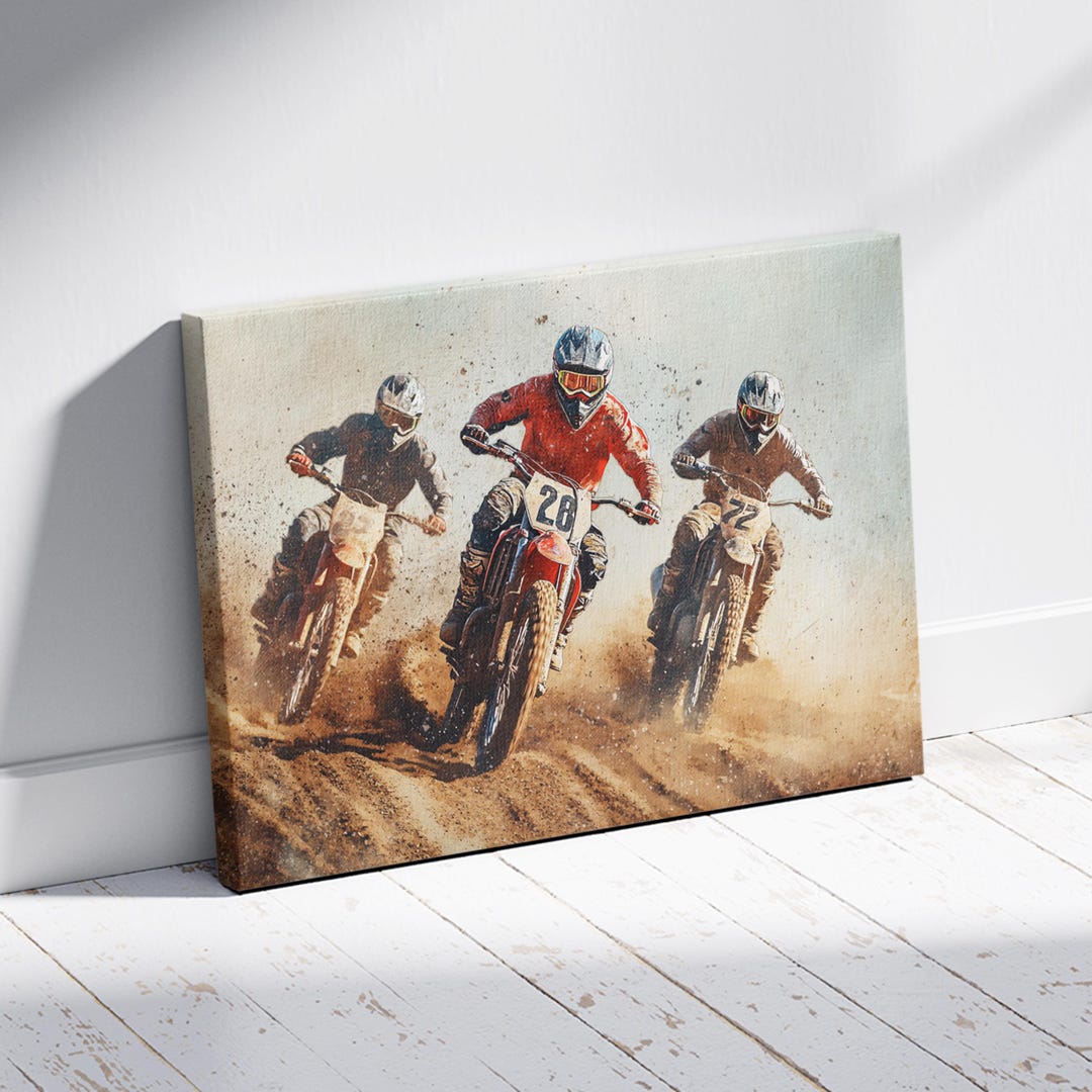 Motocross Canvas, Motocross Wall Art, Biker Gift, Dirt Bike Painting ...
