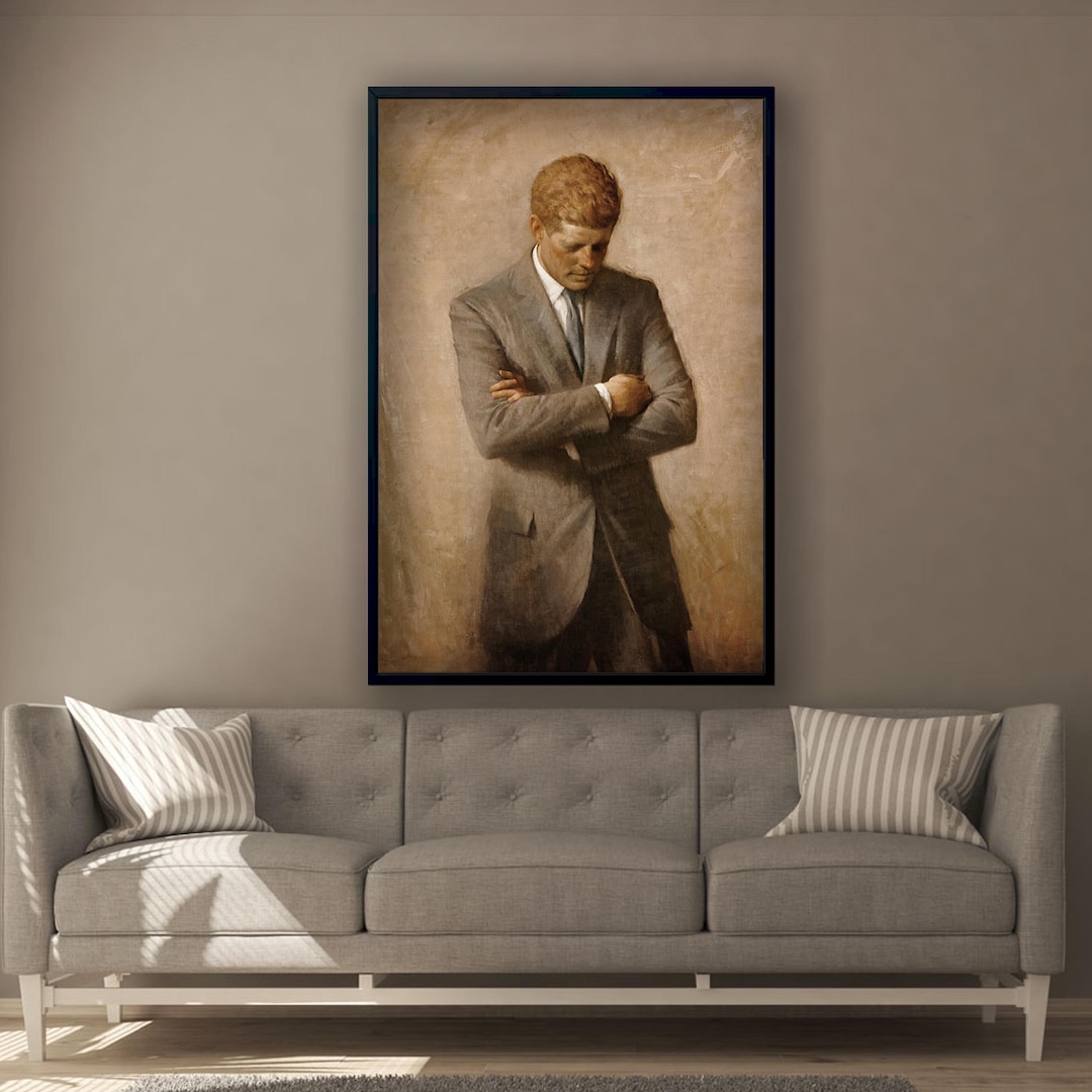 John F. Kennedy Canvas Painting, Kennedy Wall Art, Ready to Hang Decor ...