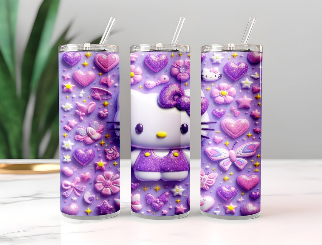 Kitty Sublimation Design, 20oz Skinny Tumbler Design, Hello Tumbler PNG ...