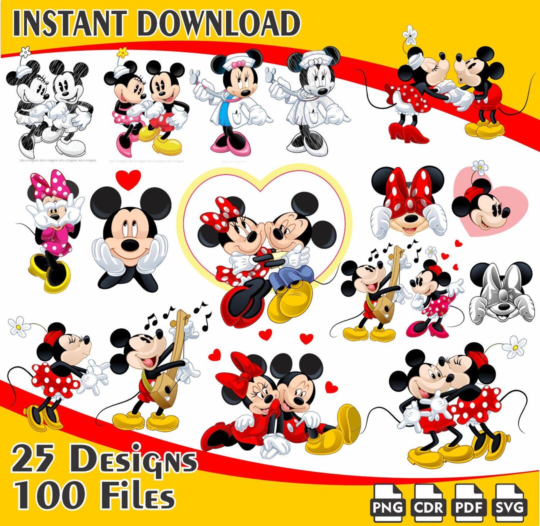 Mickey and Minnie Vector Pack, Mickey Mouse, Minnie Mouse,mickey Svg ...