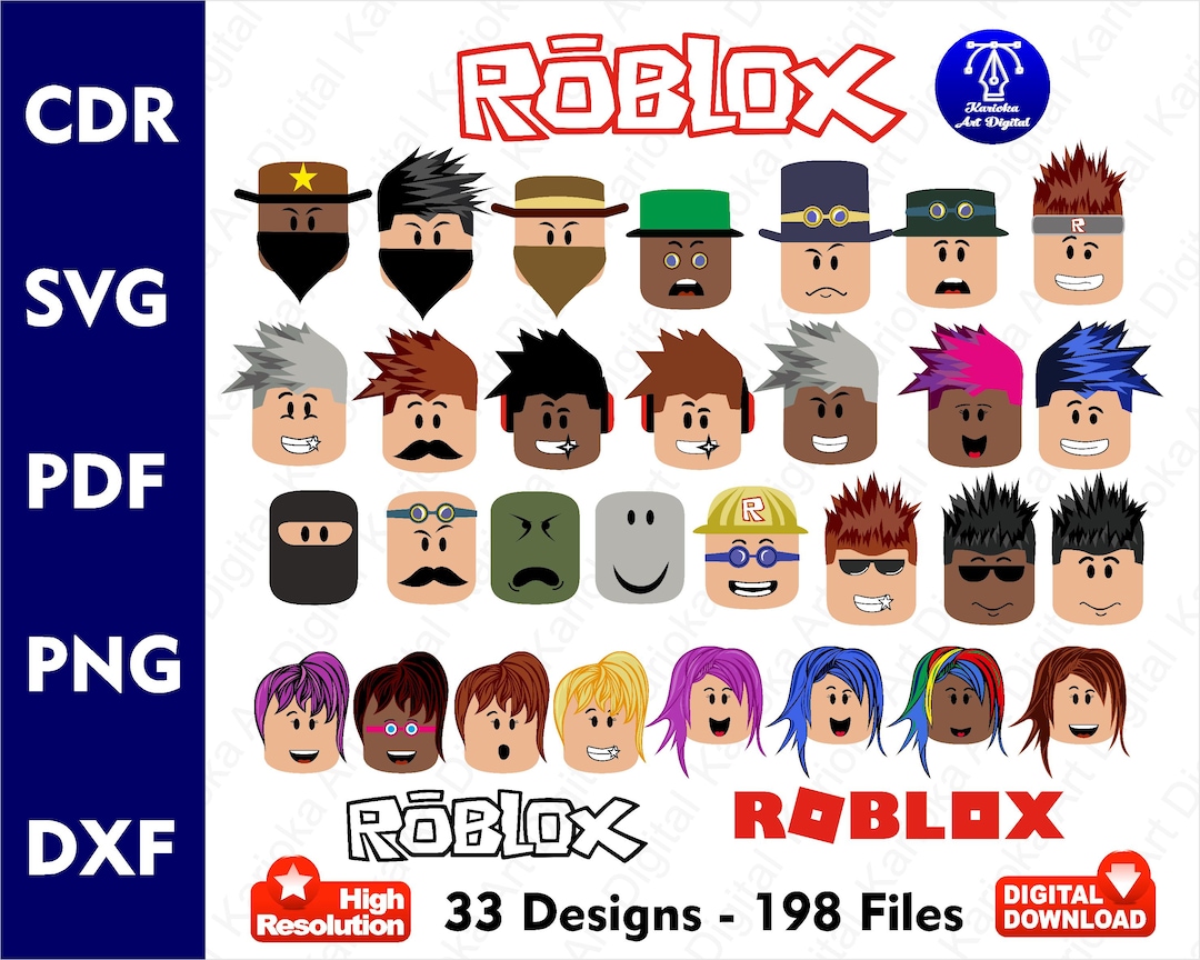Roblox Face Pack Svg, Clipart, Png, Pdf, Cricut, Silhouette ...