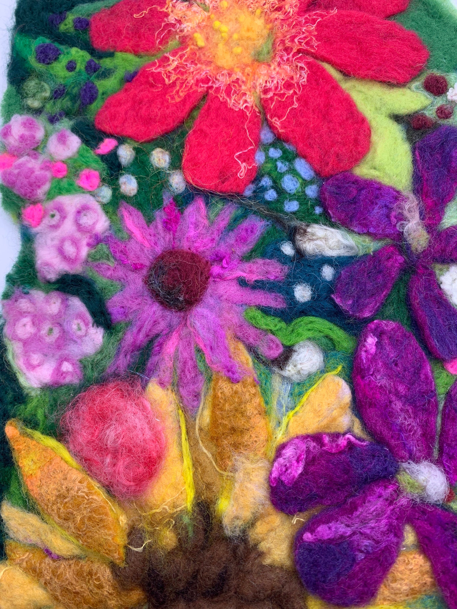Bold Floral Original Felted Artwork Stitched Onto Mount Board Ready to ...