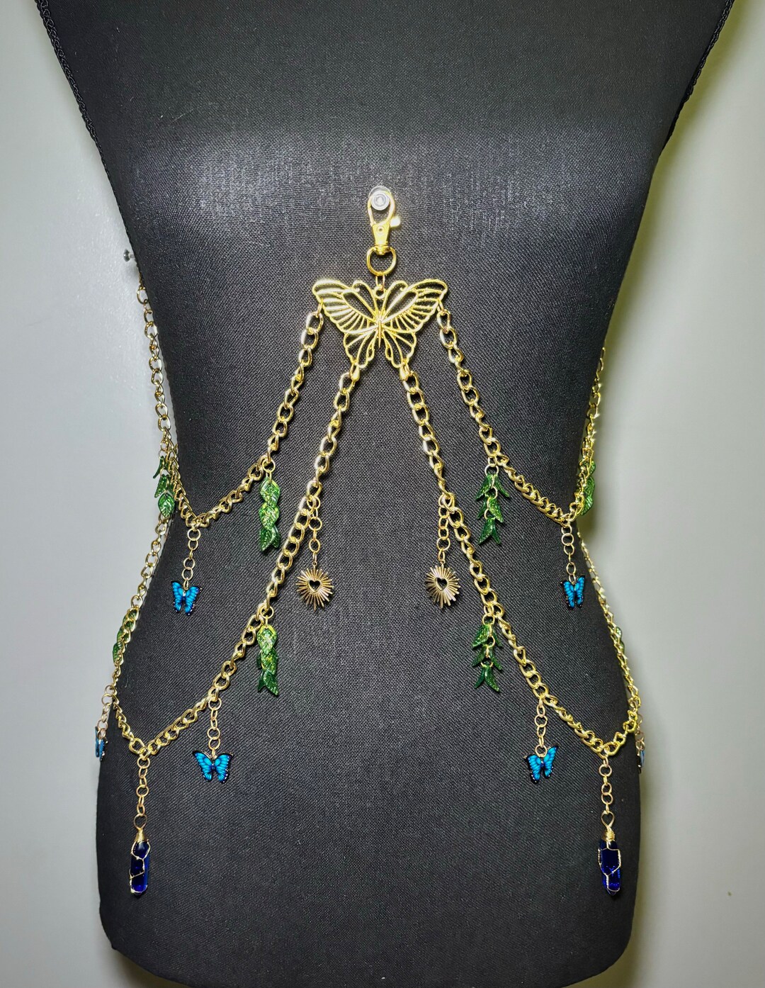 Attachable Body Chain With Butterfly Charms Rave Chain Belt Festival ...