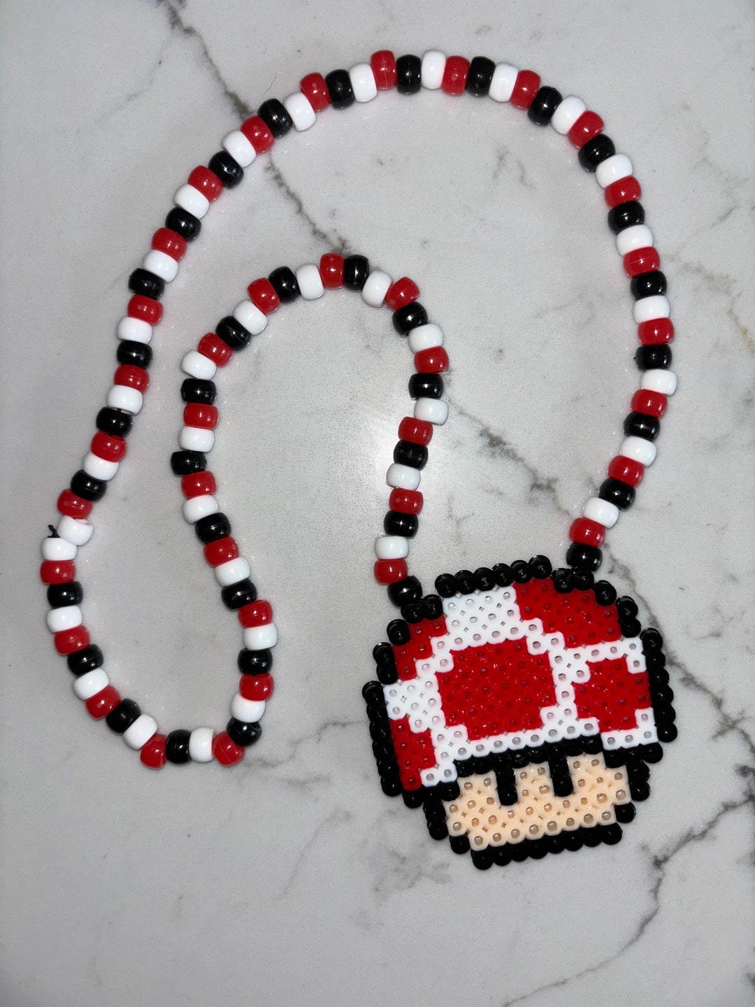 Toad Rave Kandi Perler Necklace Super Mario Kandi Perler Necklace - Etsy