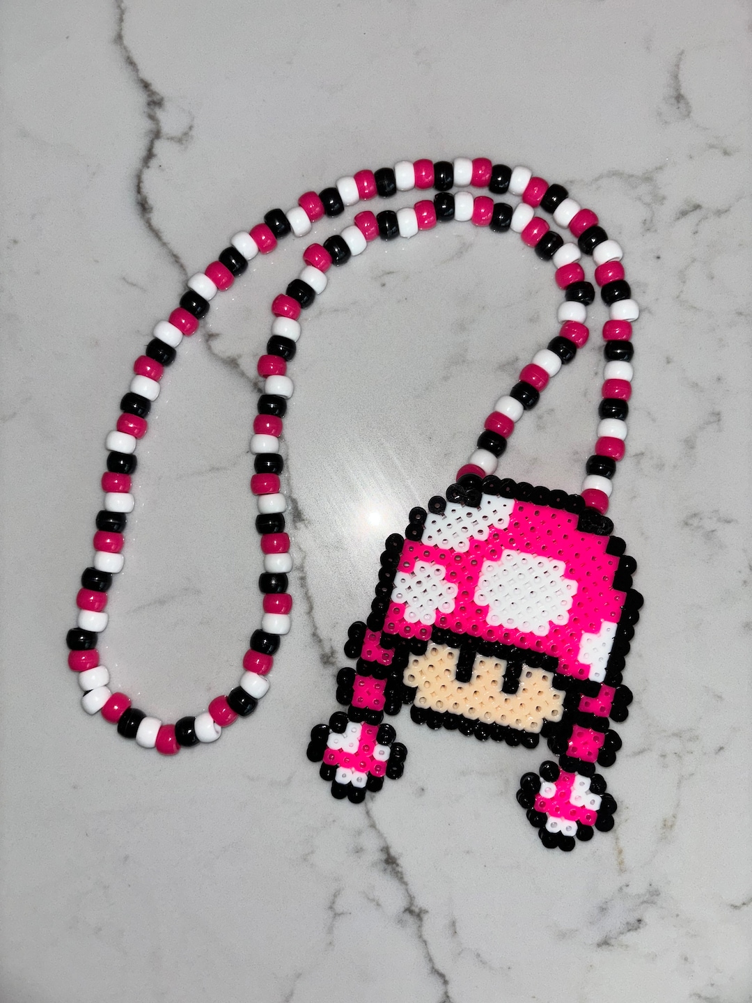 Toadette Rave Kandi Perler Necklace Super Mario Kandi Perler Necklace ...