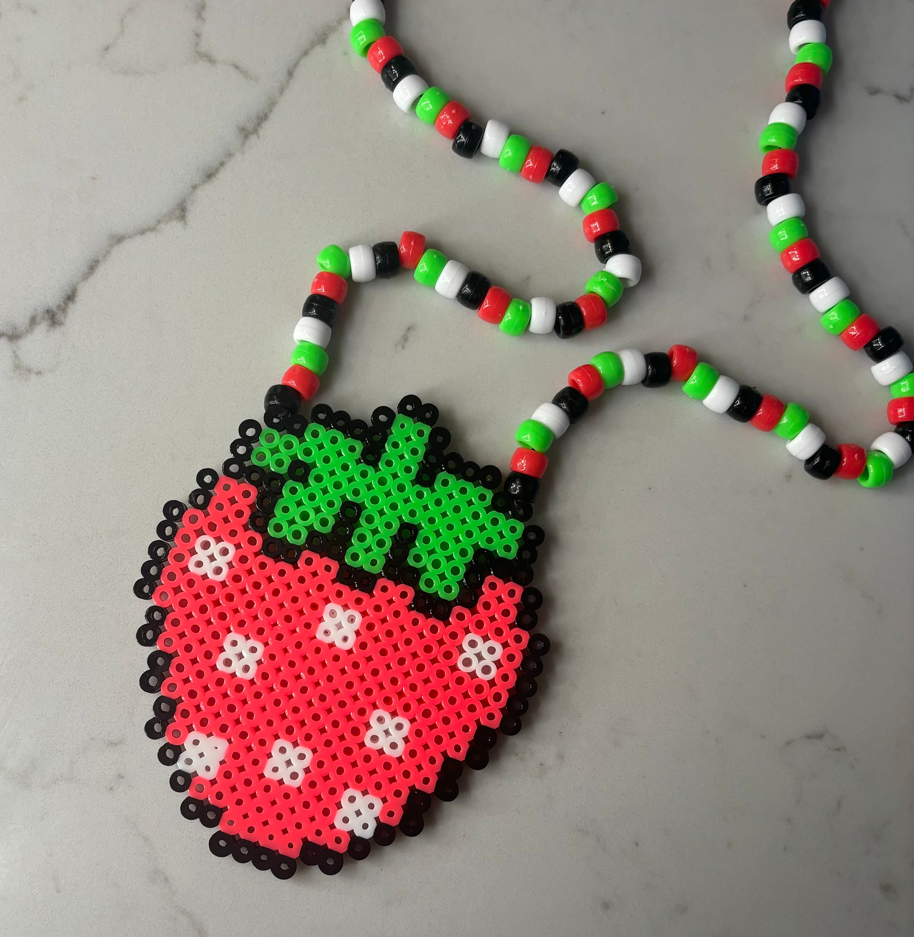 Strawberry Rave Kandi Perler Necklace - Etsy