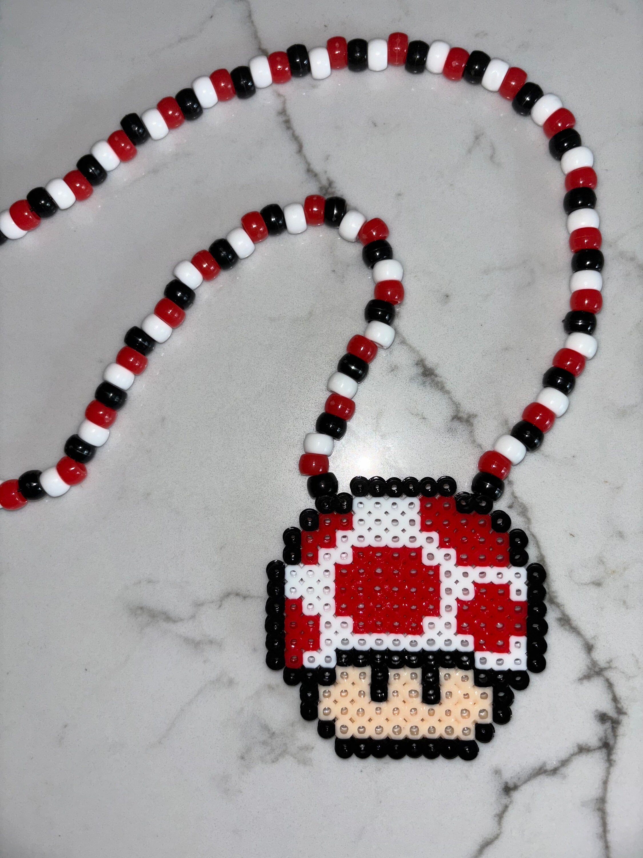 Toad Rave Kandi Perler Necklace Super Mario Kandi Perler Necklace - Etsy
