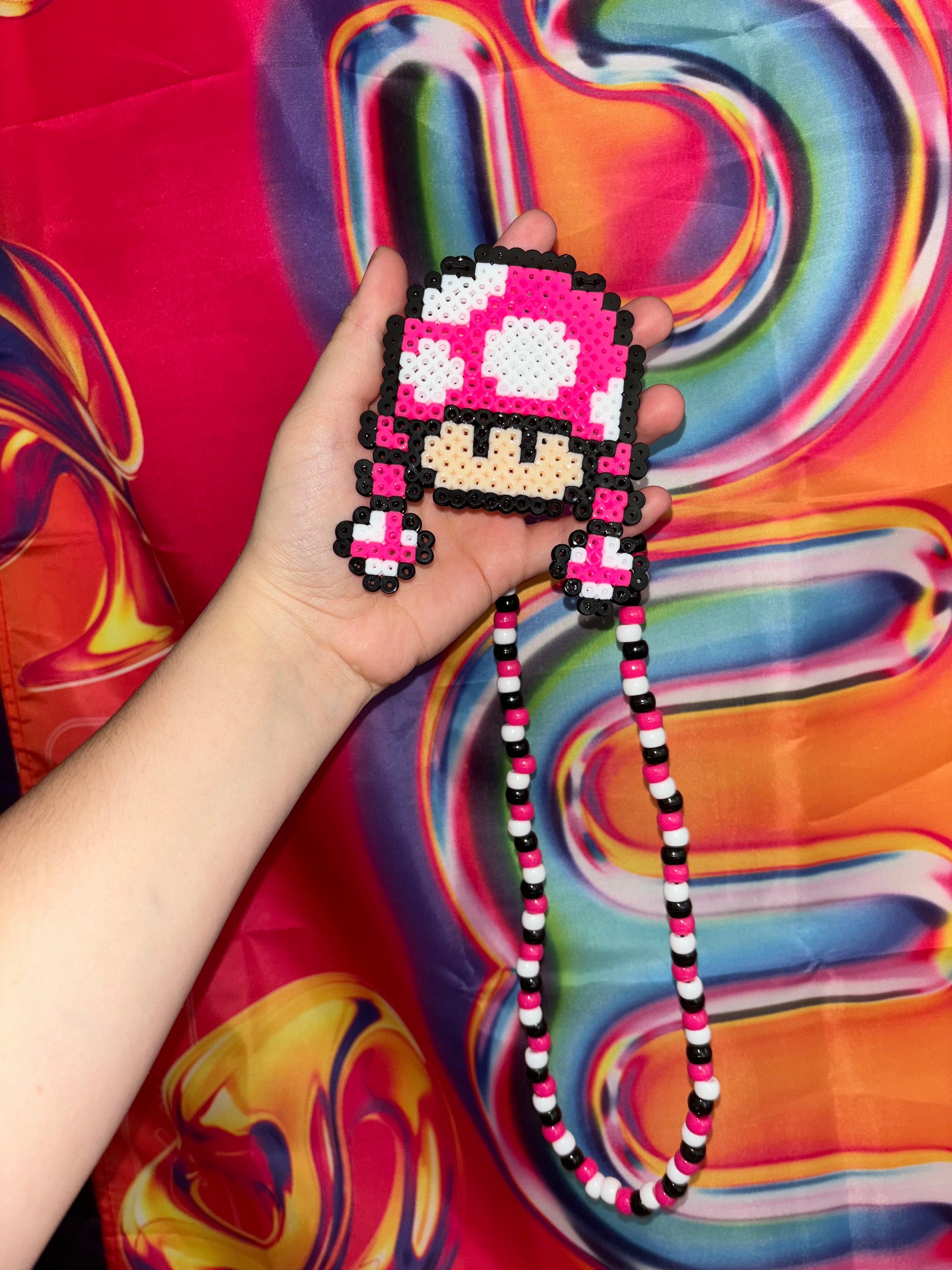 Toadette Rave Kandi Perler Necklace Super Mario Kandi Perler Necklace ...