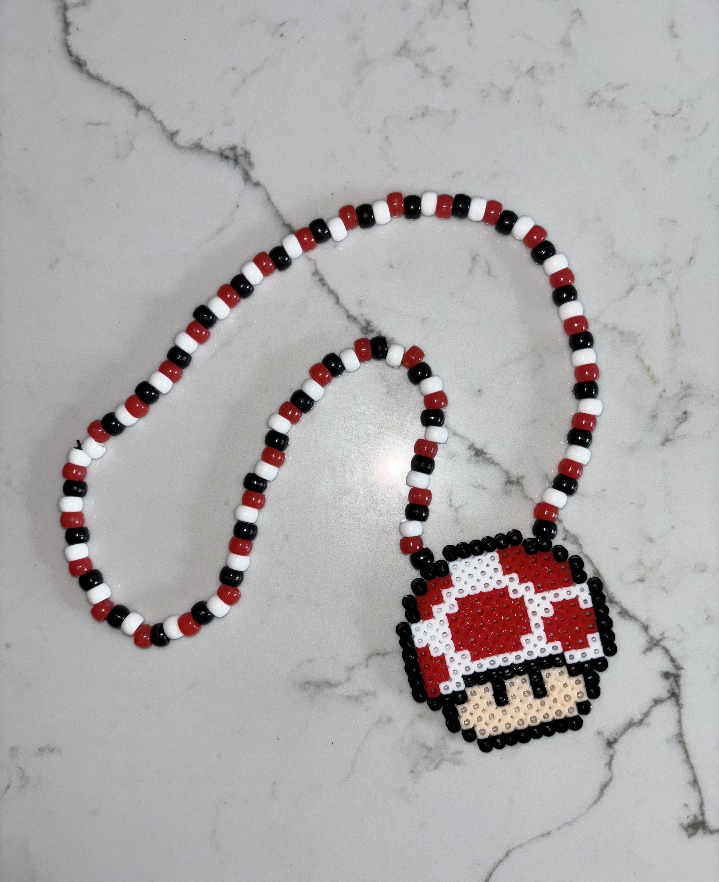 Toad Rave Kandi Perler Necklace Super Mario Kandi Perler Necklace - Etsy