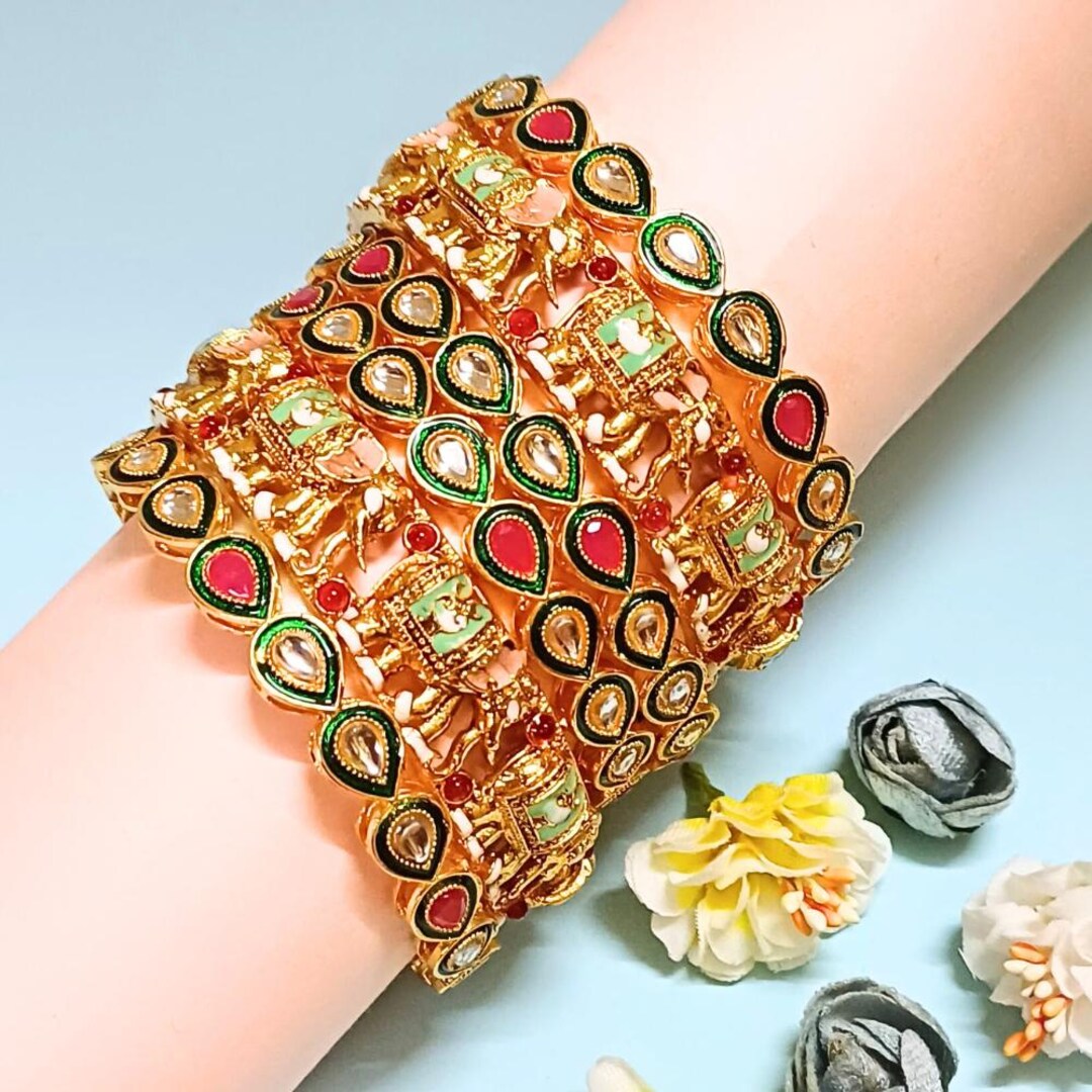Handcrafted South Indian Style Kada Bangles Festival & Wedding Jewelry ...