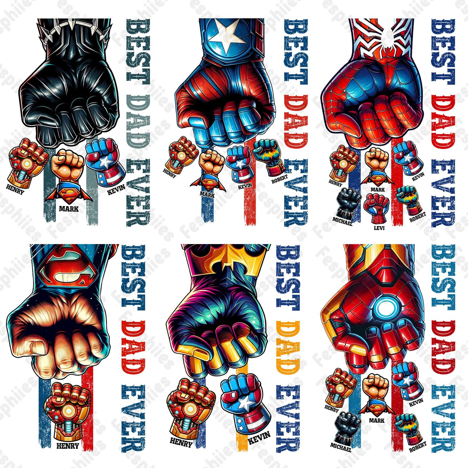 Custom Best Dad Ever Png, Fist Bump Set Superhero Png, Custom Superhero ...