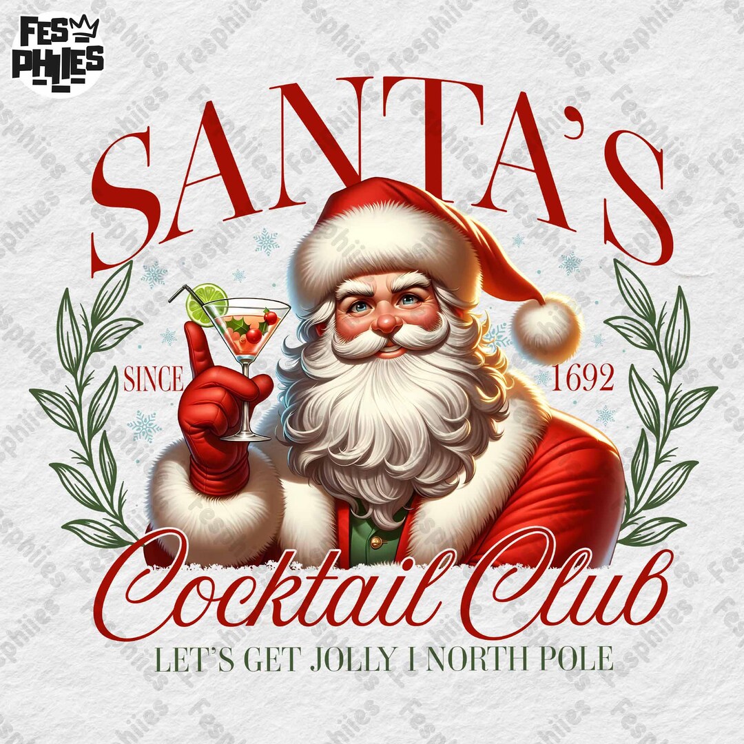 Santa Claus Funny Designs Png, Merry Christmas Png, Santas Cocktail ...