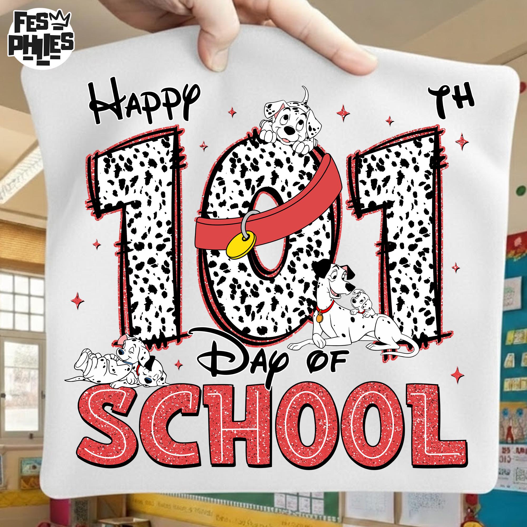 101st Day of School PNG, Dalmatian Dog Cartoon Design, Funny 101 Days ...
