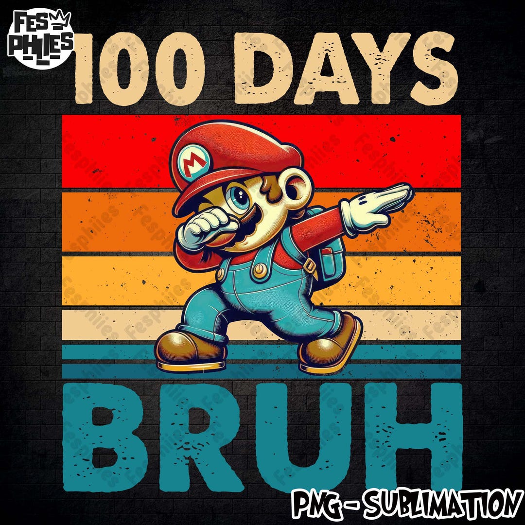 Retro 100 Days Bruh Png, Super Cartoon Character Png, Happy 100 Days of ...
