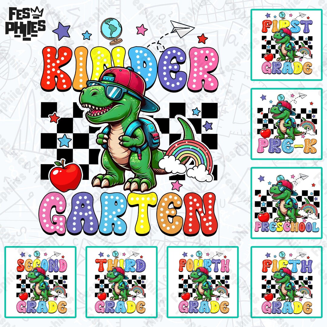 Back to School Grade Png Bundle, Roaring Into Kindergarten Png, Back to ...