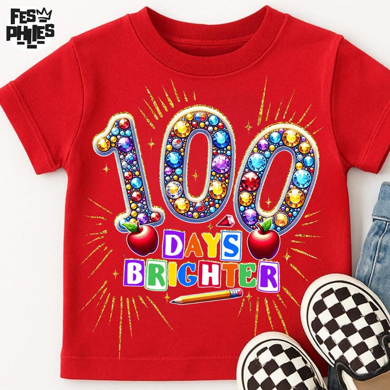 100 Days Brighter Sparkling Png, Happy 100 Days of School Png ...