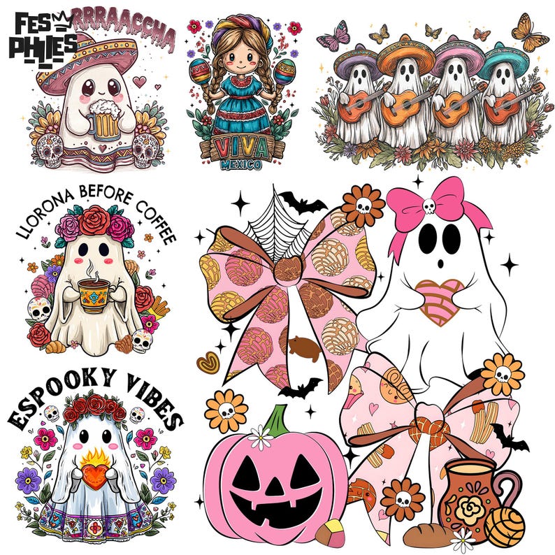 10+ Halloween Mexican Conchas Ghost Png Bundle, Spooky Conchas PNG ...