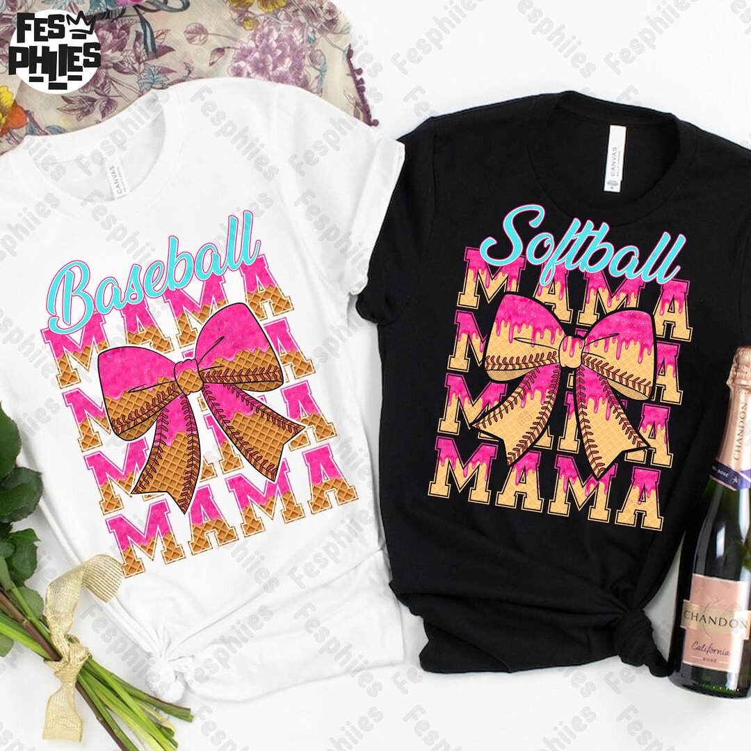 Baseball & Softball Dripping Coquette PNG, Mama Drip Png, Ice Cream ...