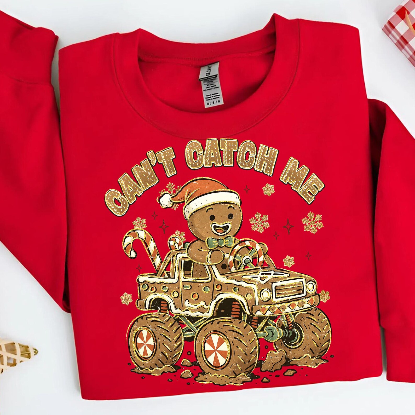 Can't Catch Me Gingerbread Man PNG, Monster Truck Funny Retro Christmas ...