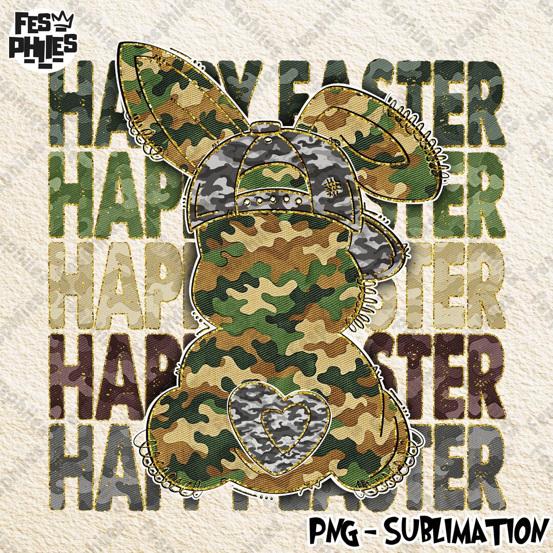 Retro Camouflage Easter Png, Happy Easter Png, Boy Easter Bunny Png ...