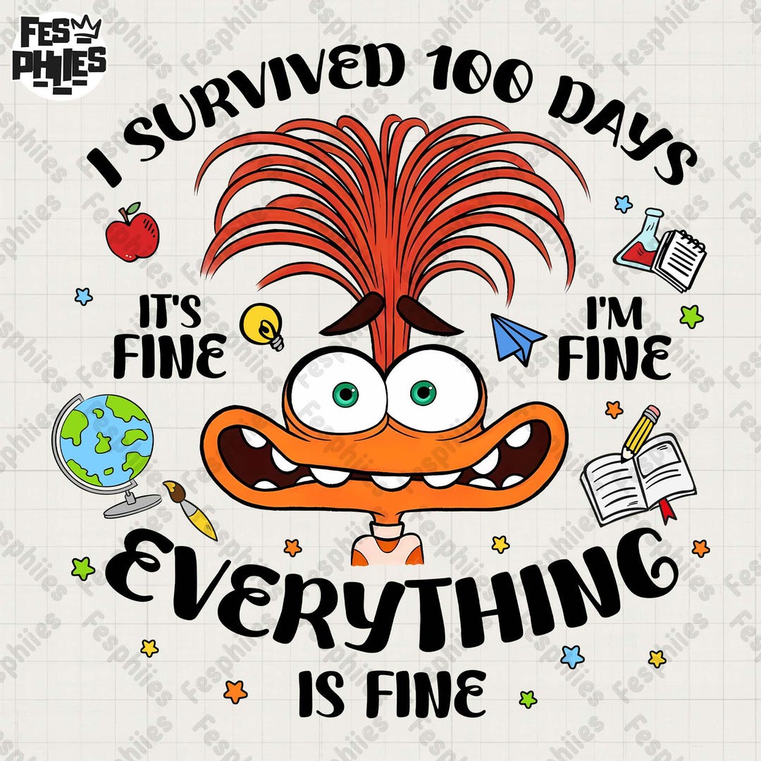 100 Days of School Png, Emotions Cartoon Png, I Survived 100 Days of ...