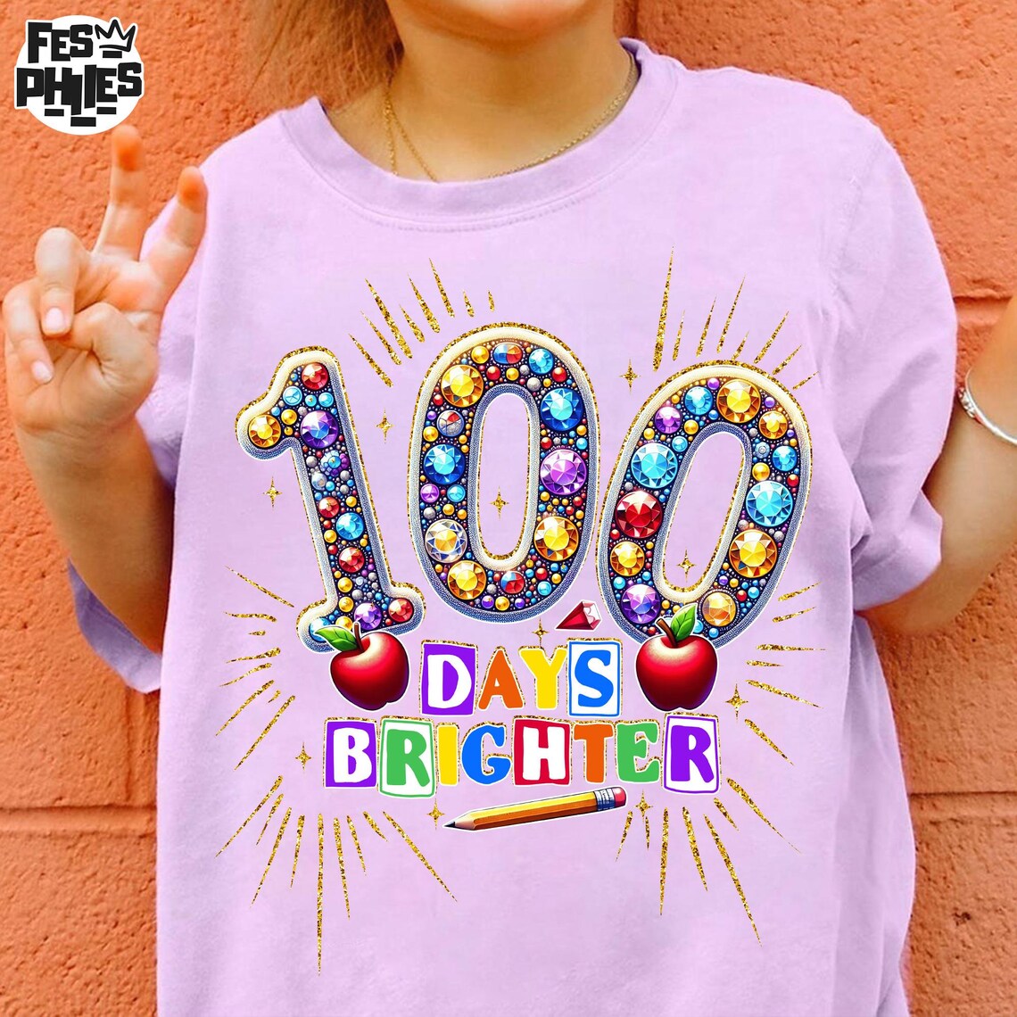 100 Days Brighter Sparkling Png, Happy 100 Days of School Png ...