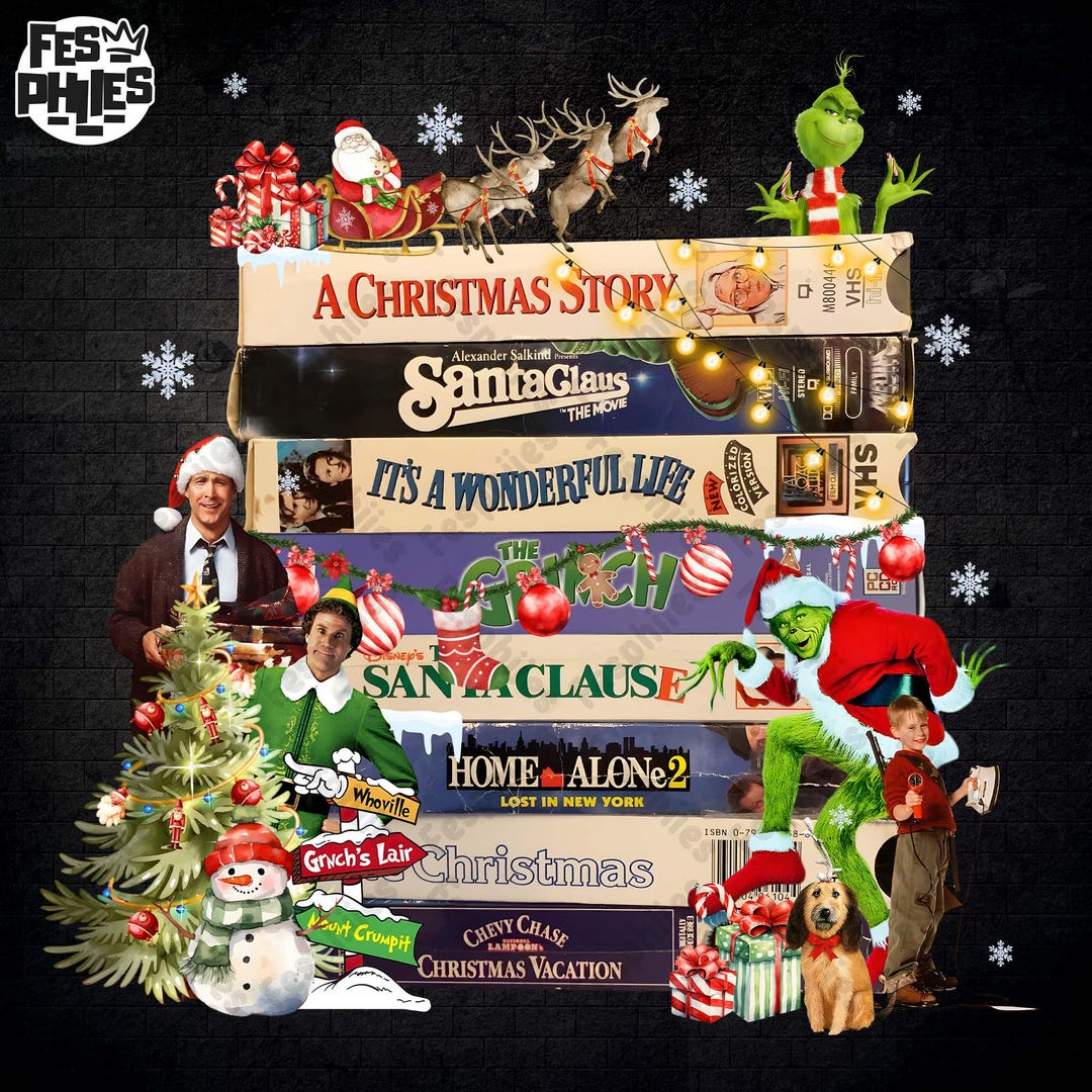 90s Style Christmas Png, Christmas Movies VHS Png, VHS Tapes, 90s ...