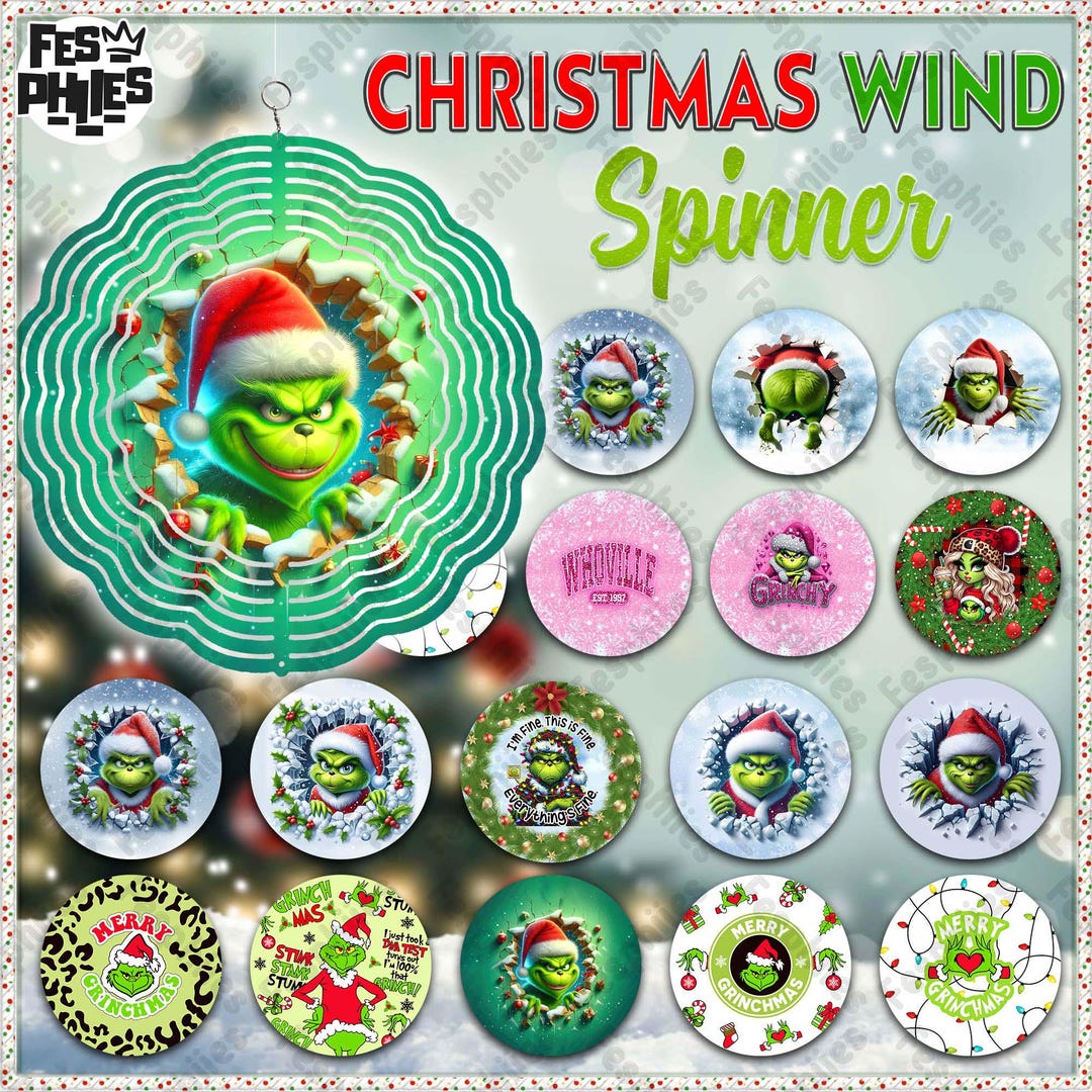 15 Christmas Mean Guy Wind Spinner Png, Bundle Green Guy Hanging ...
