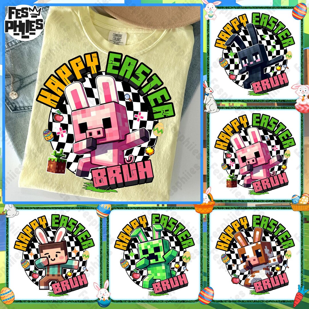 Retro Easter Png Bundle, Cartoon Movie Png, Boys Mining Easter Png ...