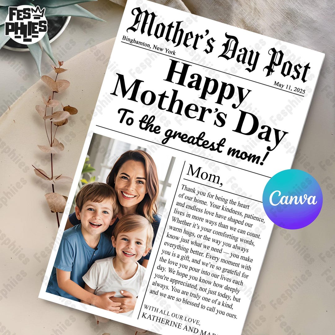 Canva Template Editable Mothers Day Newspaper Canva Template, Editable ...