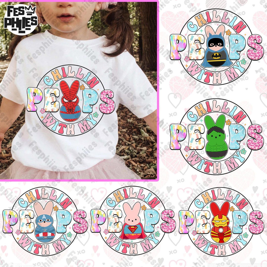 Chillin With My Peeps Superhero Cartoon Png Bundle, Characters Easter ...
