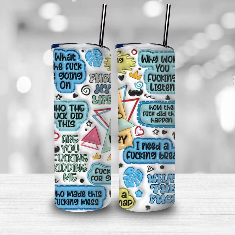 3D Inflated Funny Dad Quotes 20oz Tumbler Wrap, Dad Vocabulary ...