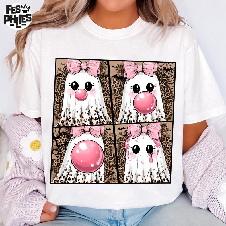 Leopard Ghost PNG, Preppy Ghost Png, Leopard Spooky Coquette Bubble ...