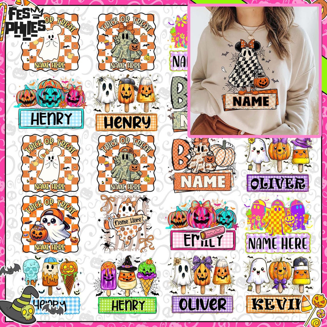 20+ Custom Halloween Kids Name PNG Bundle , Personalized Boy Girl ...