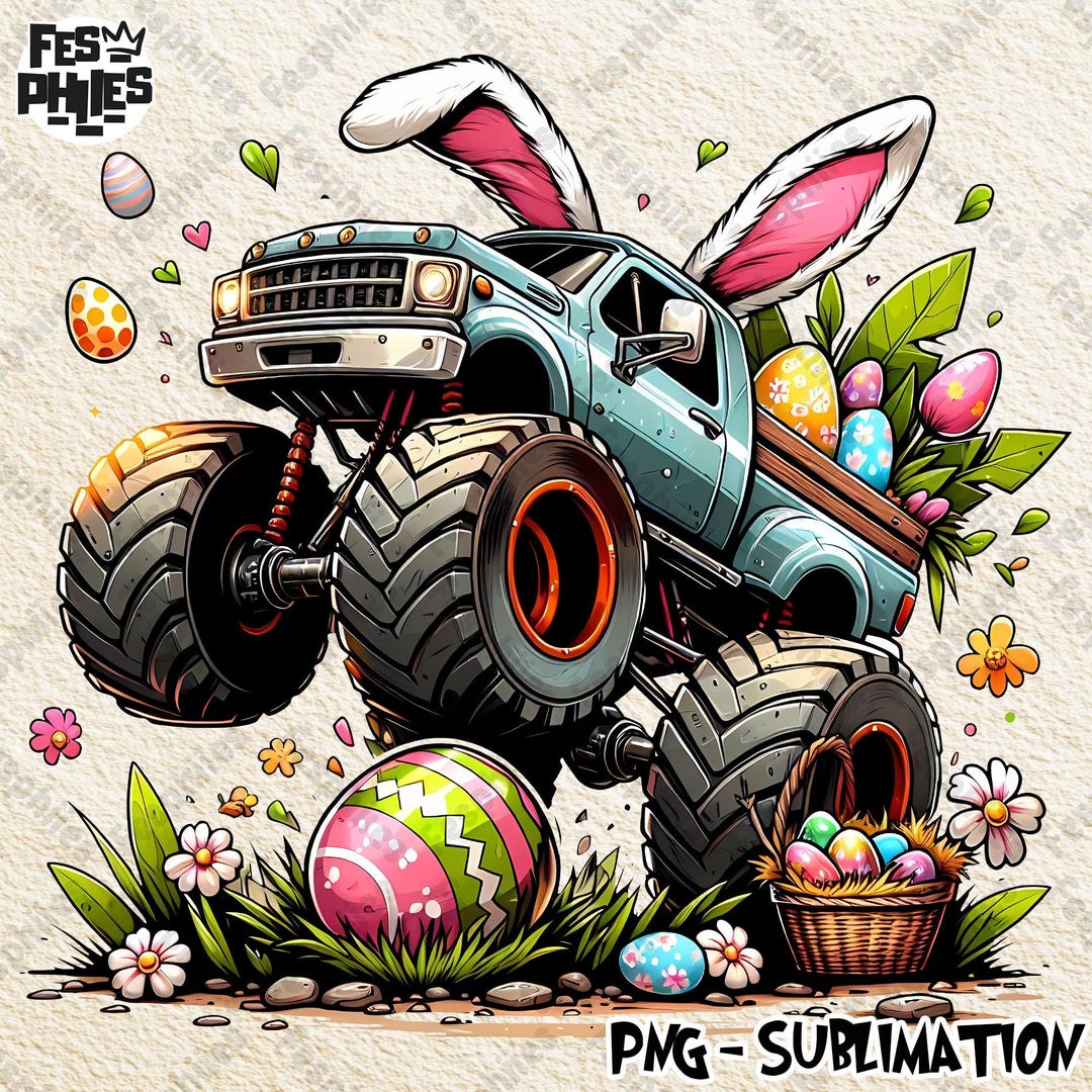 Monster Truck Easter Day Sublimation Png, Easter Boy Png, Easter ...