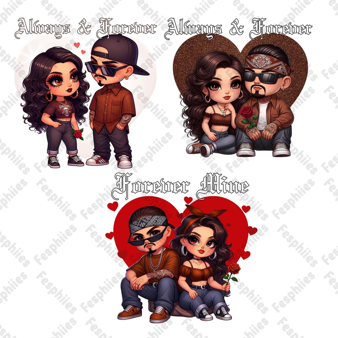 5 Chicano Always and Forever Couple Png, Valentines Day Png, Spanish ...