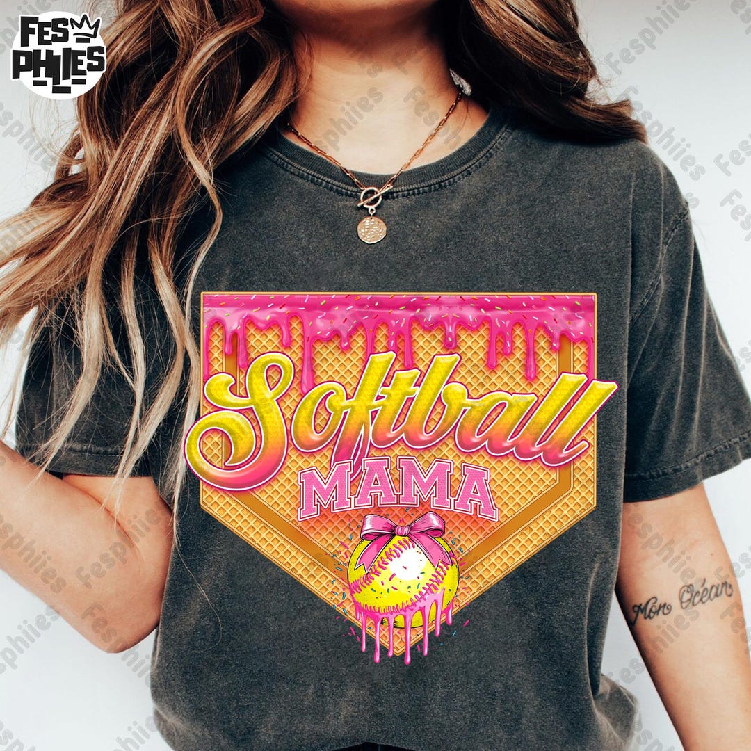 Softball Mama Drip Png, Softball Ice Cream Drip Png, Mama Softball Png ...