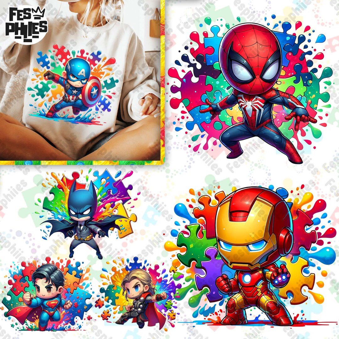 Autism Superhero Cartoon Png, I Wear Blue for Autism Awareness Png ...