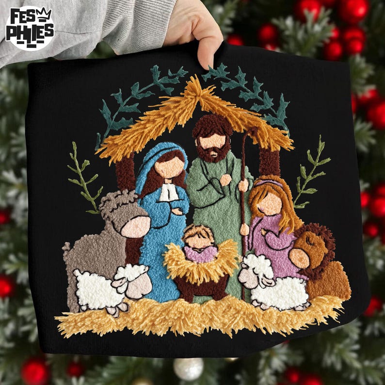 Religious Christian PNG, Latch Hook Yarn Crochet Jesus Christmas PNG ...