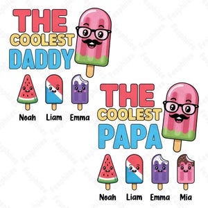 Personalized the Coolest Pop Papa Dad Png Bundle, Custom Popsicle With ...